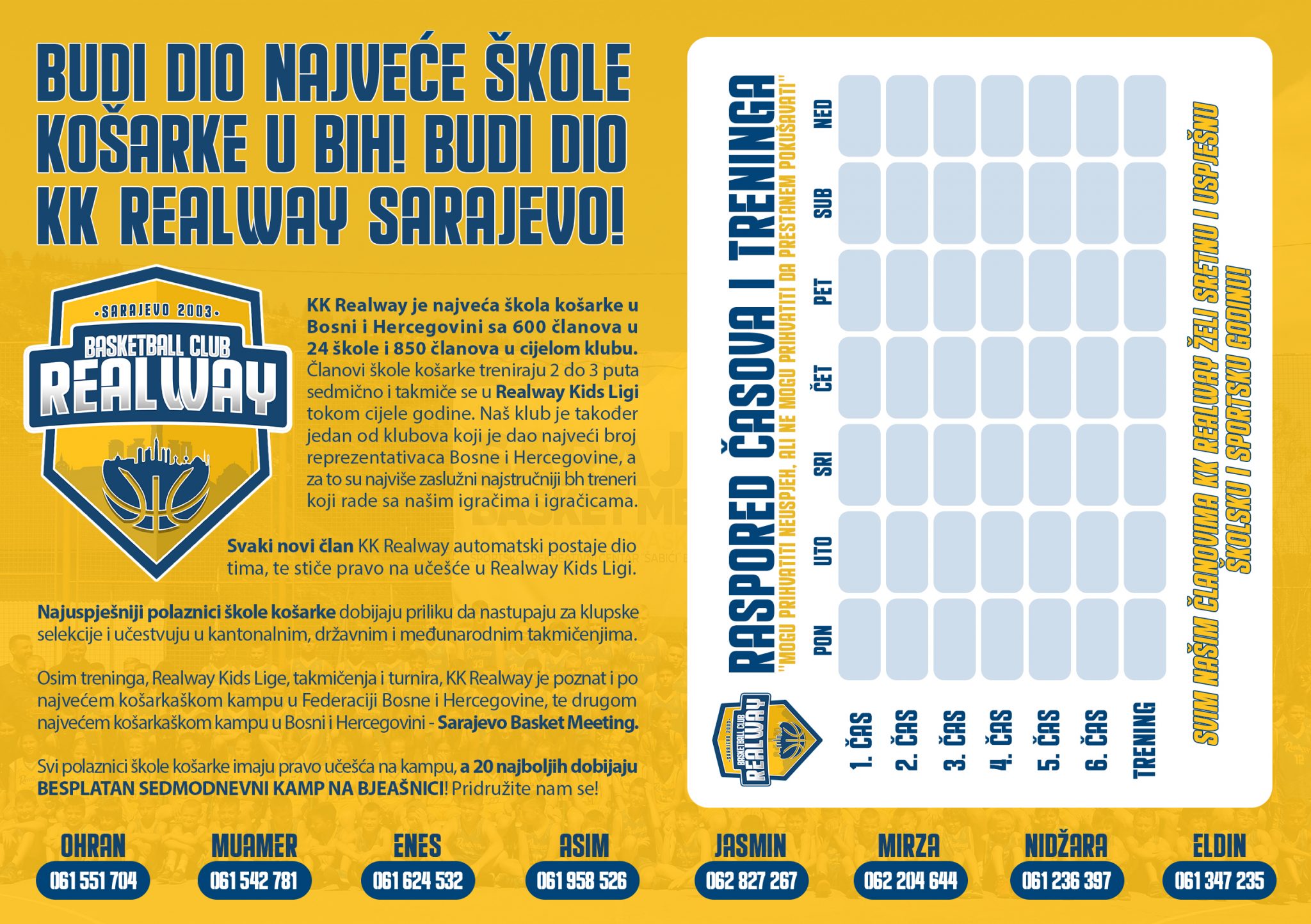 Postani Član – Košarkaški klub Realway Sarajevo